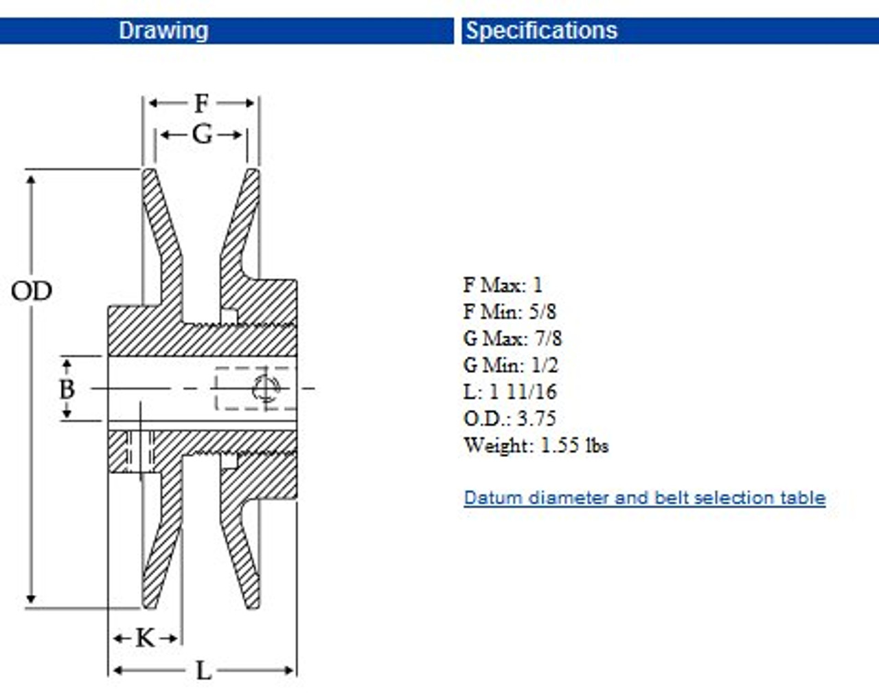 Maska MVL40X5/8 Variable Pitch Sheave – cemotors