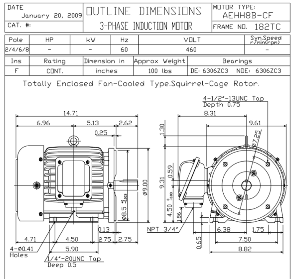 TECO HB0034C IEEE 841 Motor - cemotors