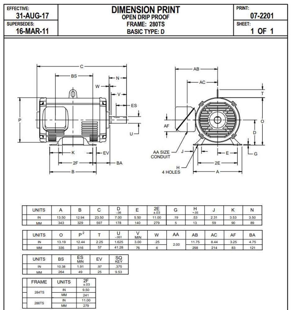 03018OT3E286TS Replacement Motor - cemotors