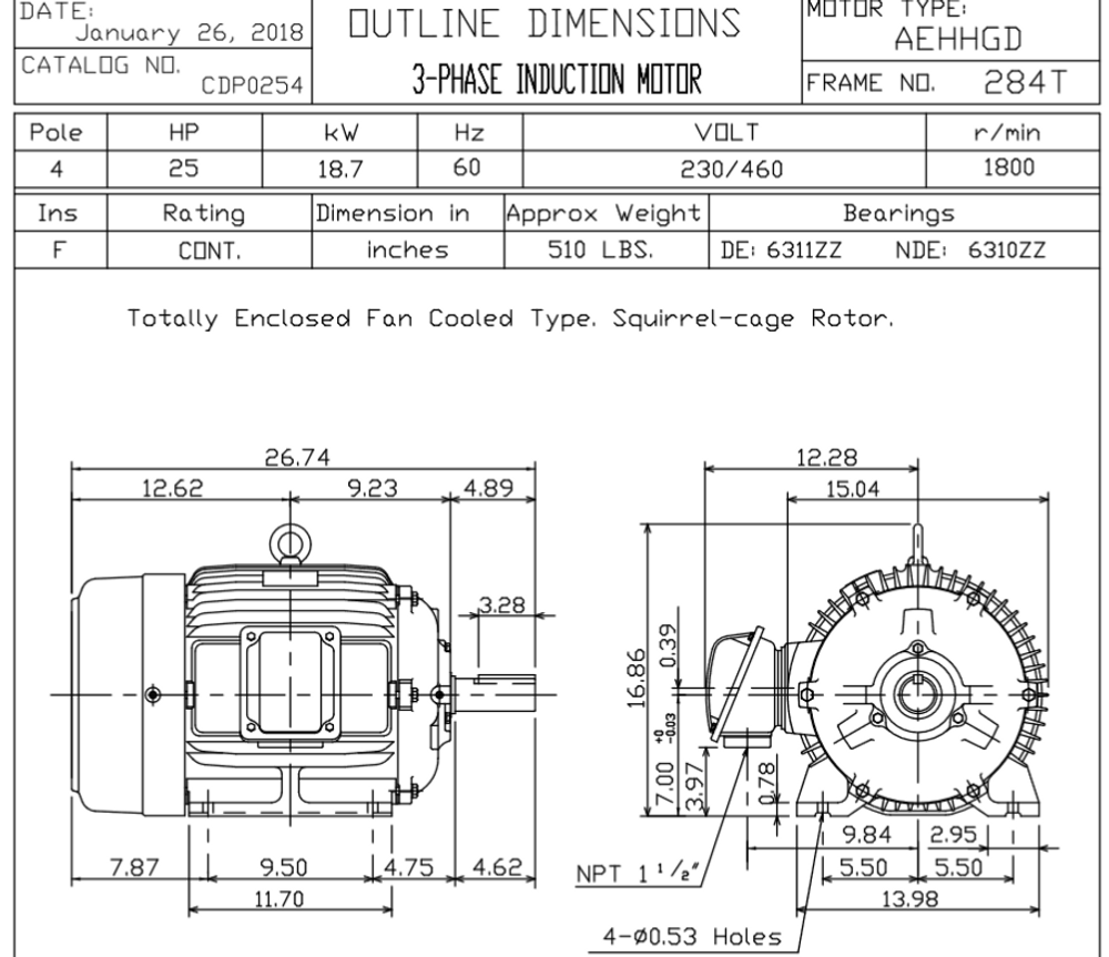 TECO CDP0254 Aggregate Duty Motor - cemotors
