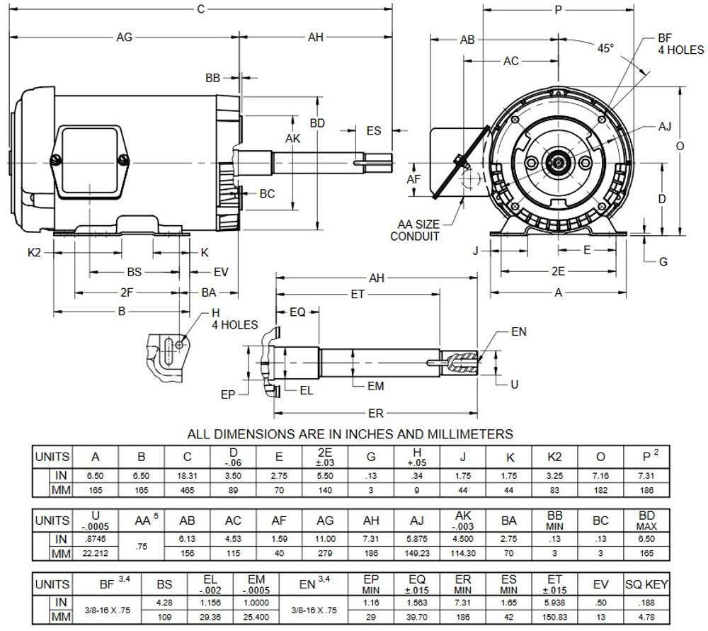 00336EP3E145JP-W22 Replacement Motor - cemotors