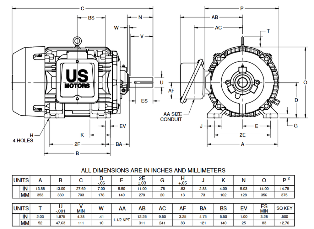 US-Nidec 8D30P2C IEEE 841 Motor - cemotors