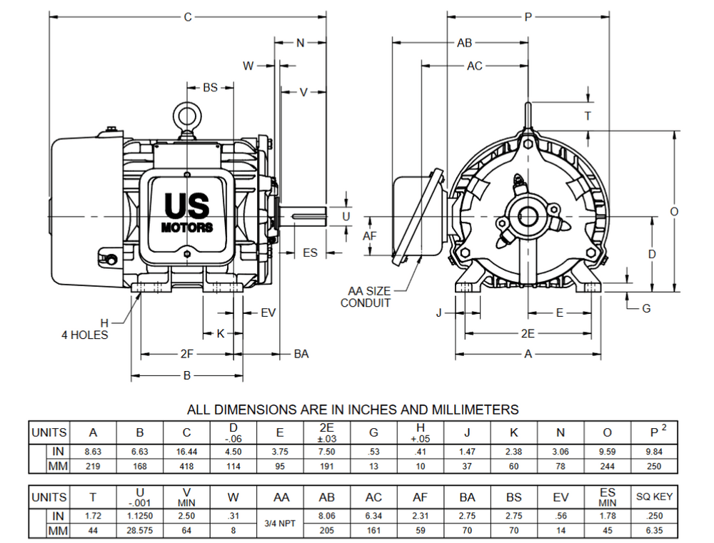 US-Nidec 8D3P1C IEEE 841 Motor - cemotors