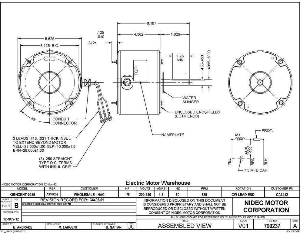 US-Nidec CA3412 Condenser Fan Motor – cemotors