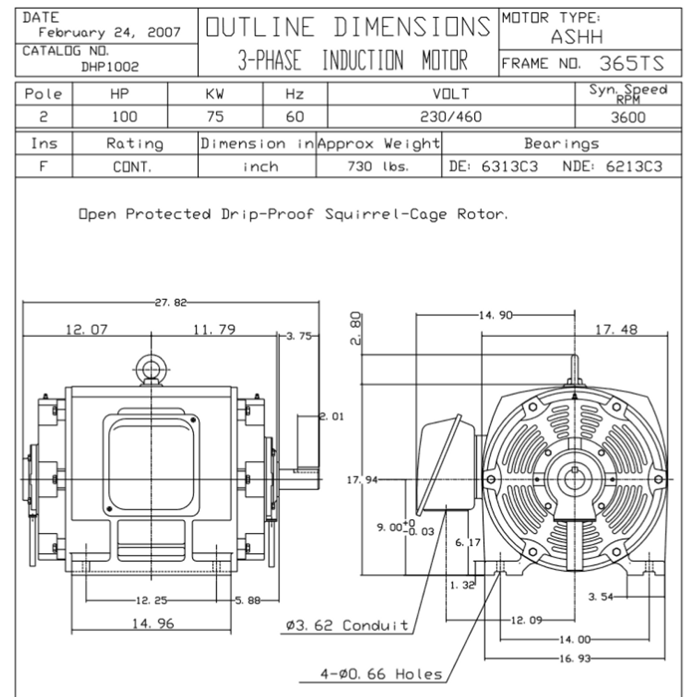 TECO DHP1002 General Purpose Motor - cemotors