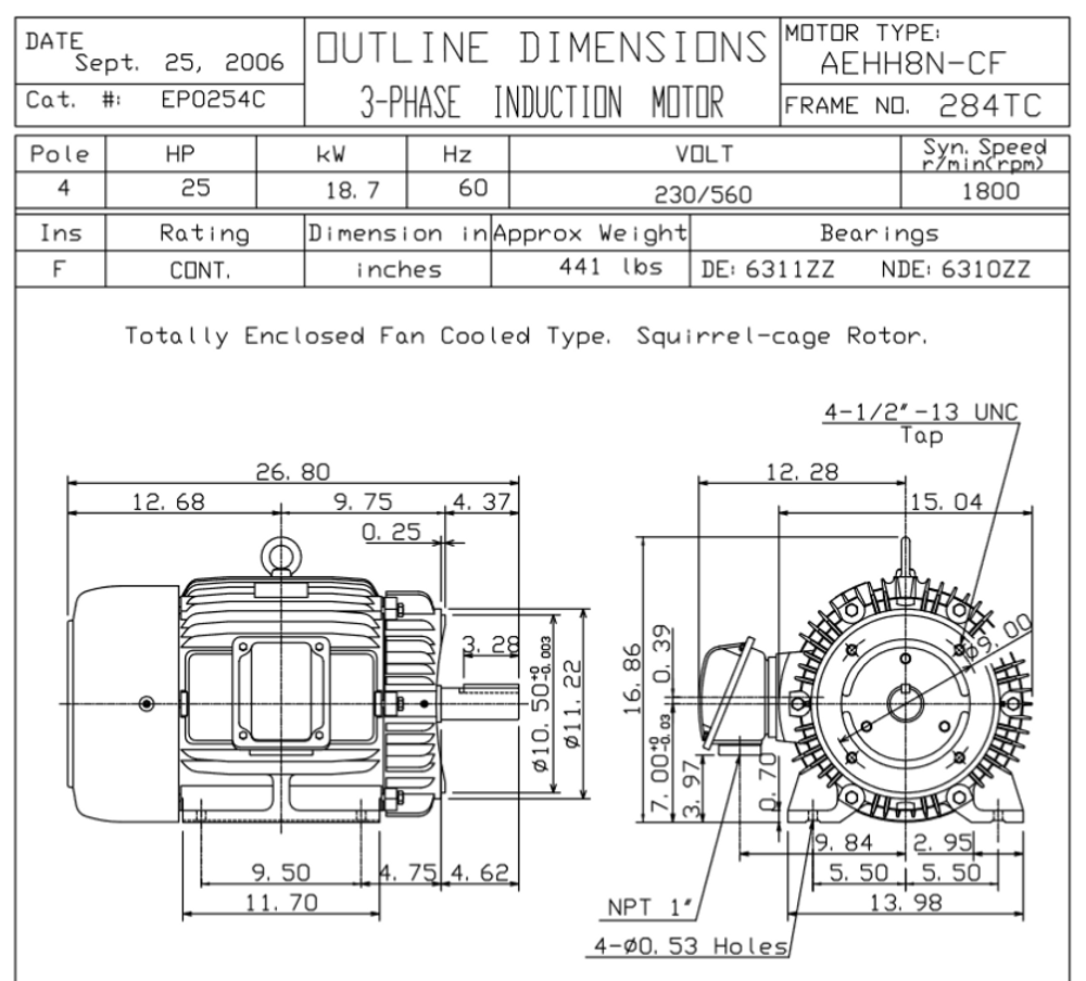 TECO EP0254C Severe Duty Motor - cemotors