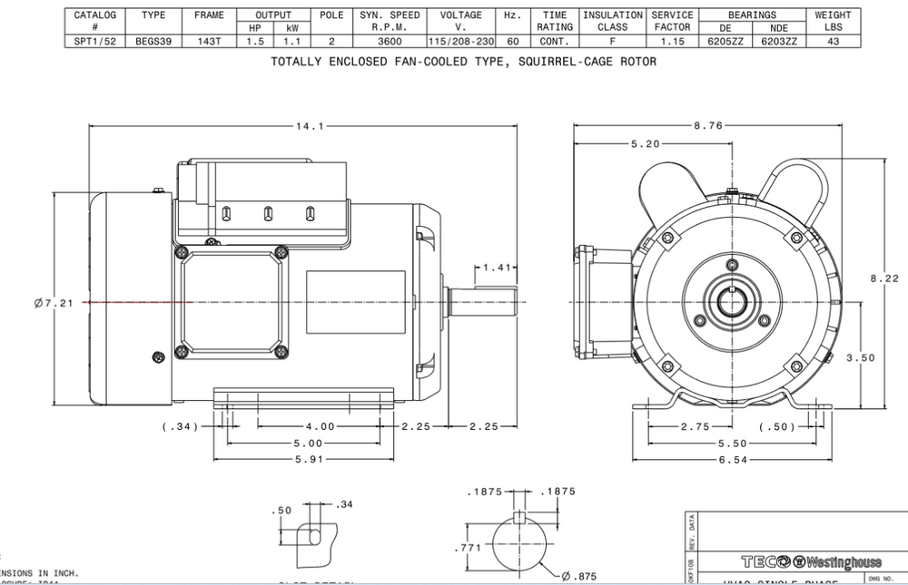 TECO SPT1/52 General Purpose Motor - cemotors